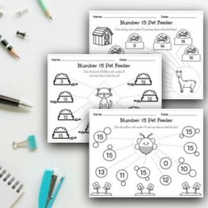 Number 15 Pet Feeder Coloring Page