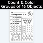 Number 16 Count and Color Groups Worksheet