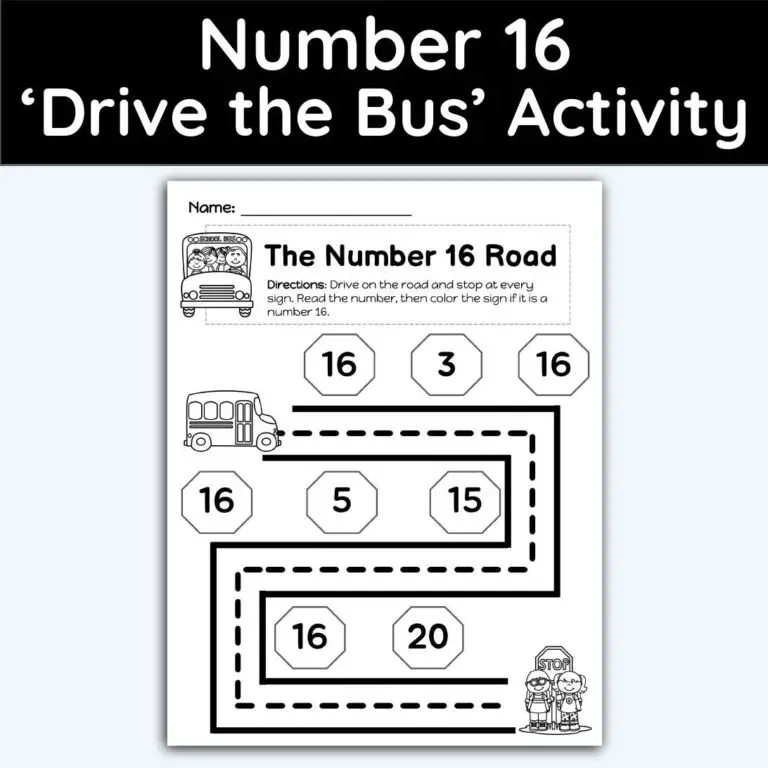 Number 16 Drive The Bus Activity Page