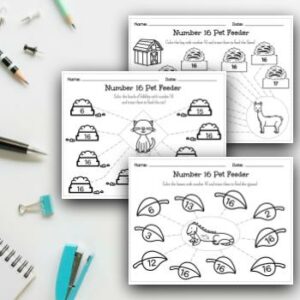 Number 16 Pet Feeder Coloring Page