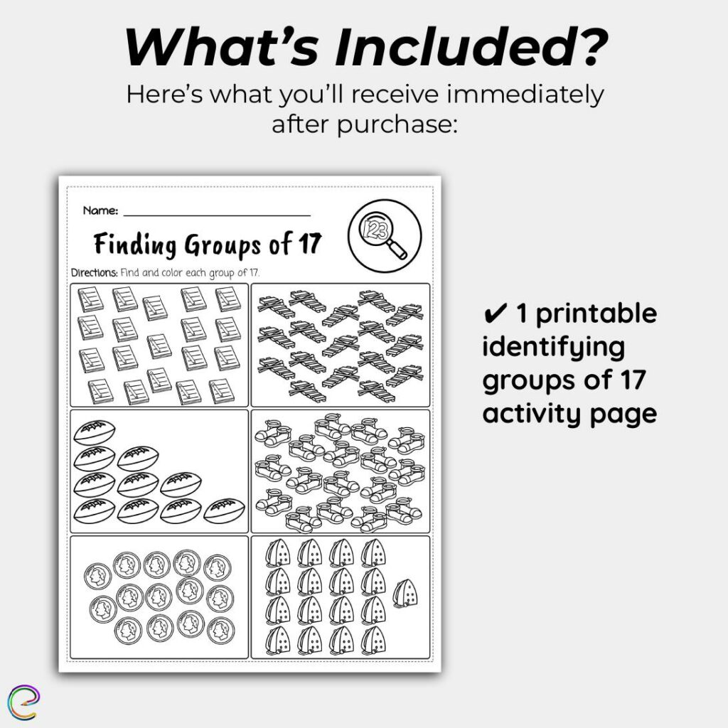Number 17 Count and Color Groups Worksheet