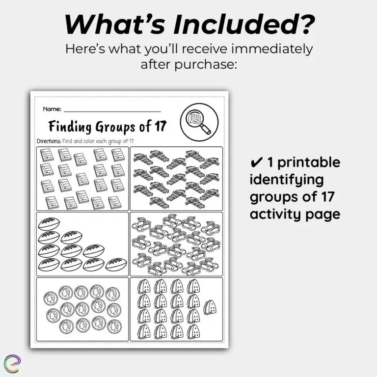 Number 17 Count and Color Groups Worksheet