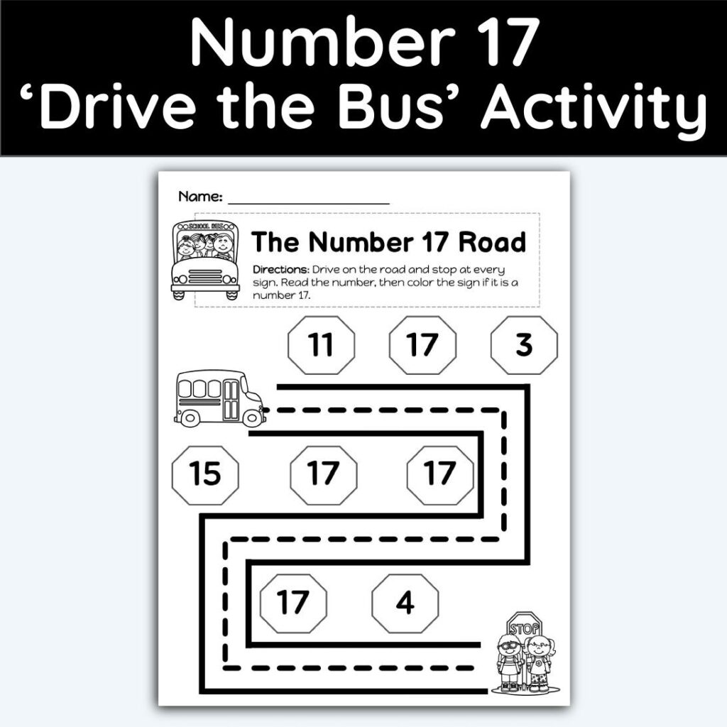 Number 17 Drive The Bus Activity Page