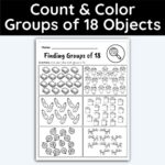 Number 18 Count and Color Groups Worksheet