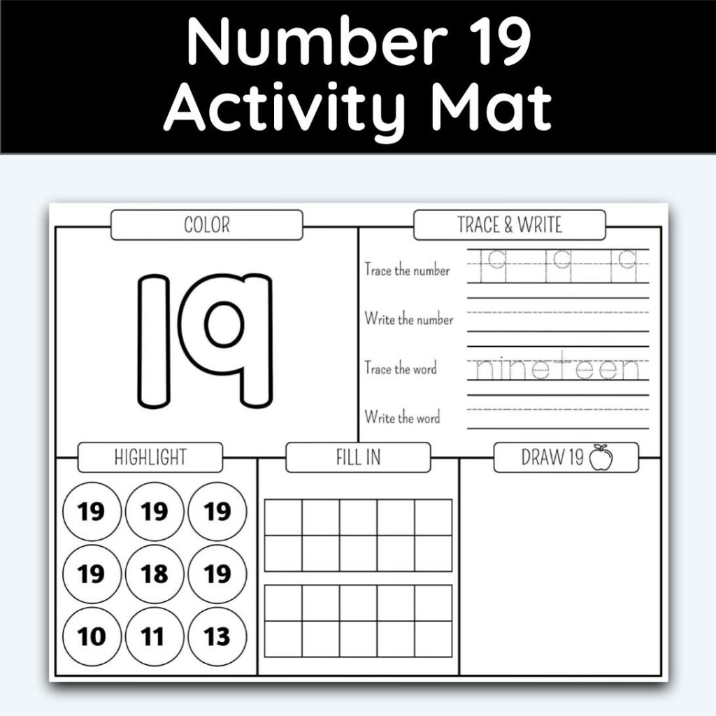 Number 19 Activity Mat