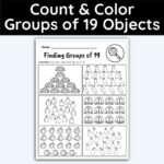 Number 19 Count and Color Groups Worksheet
