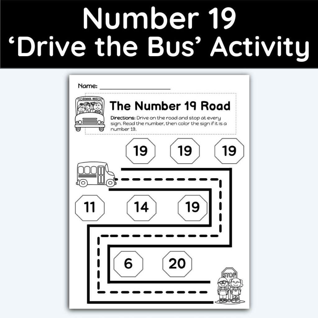 Number 19 Drive The Bus Activity Page