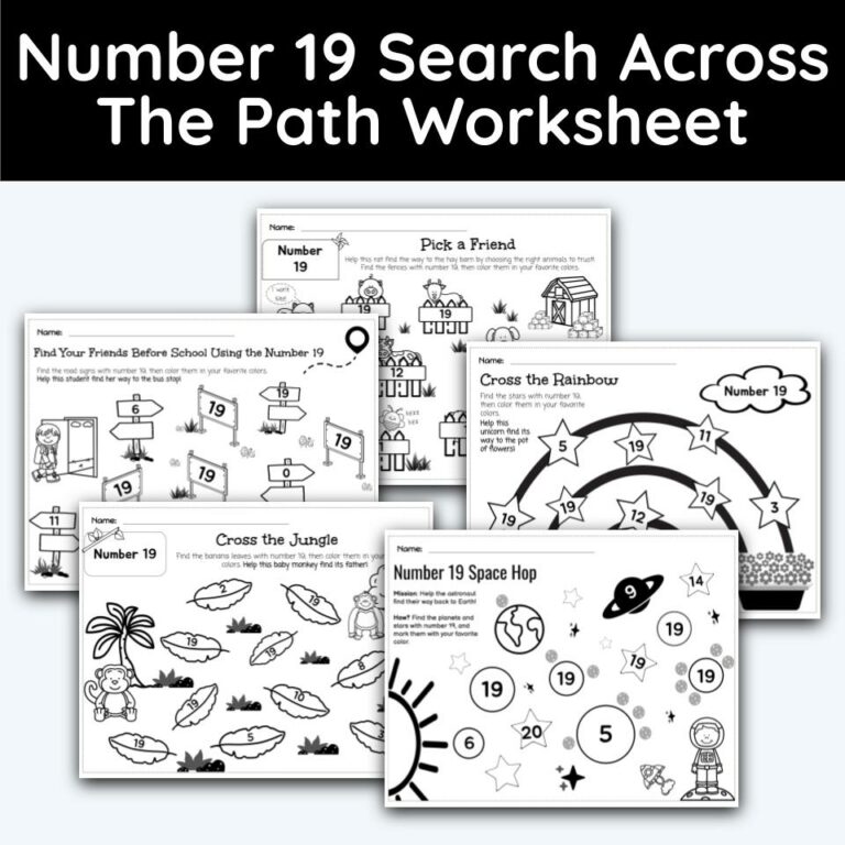 Number 19 Search Across The Path Worksheet