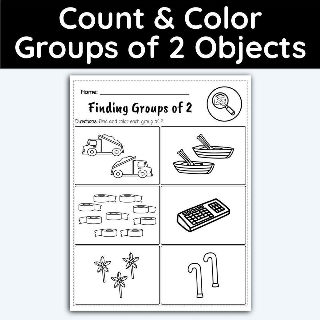 Number 2 Count and Color Groups Worksheet