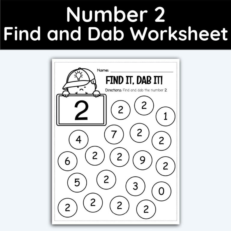 Number 2 Find and Dab Worksheet