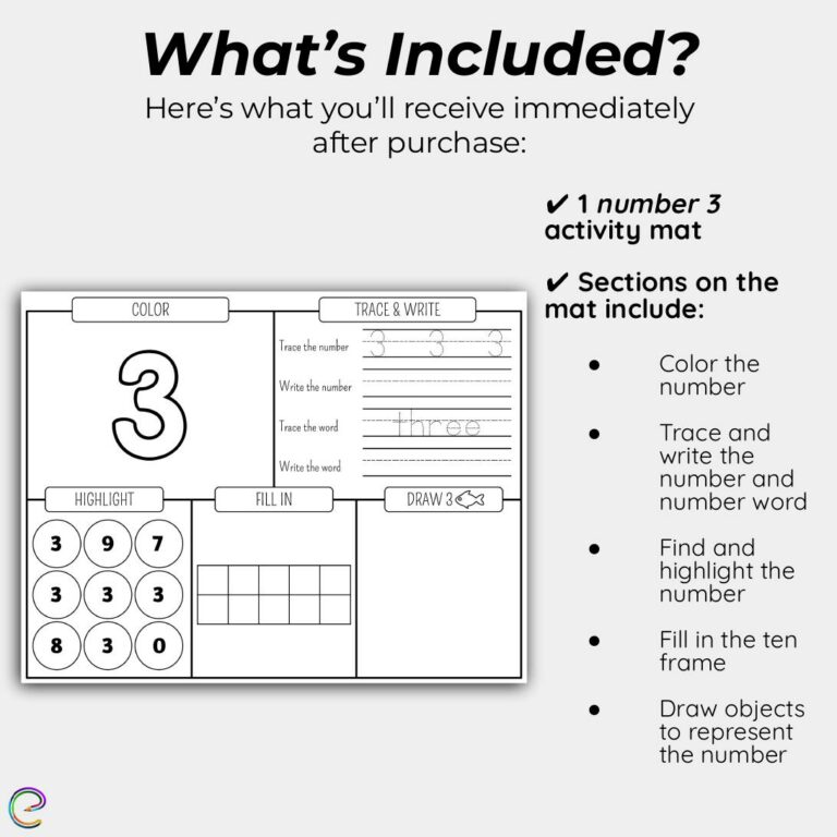 Number 3 Activity Mat