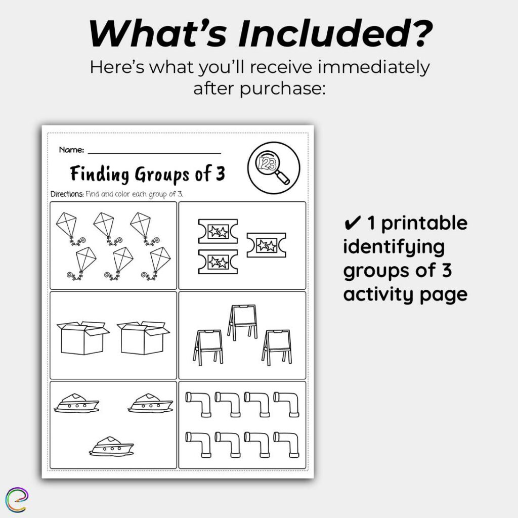 Number 3 Count and Color Groups Worksheet