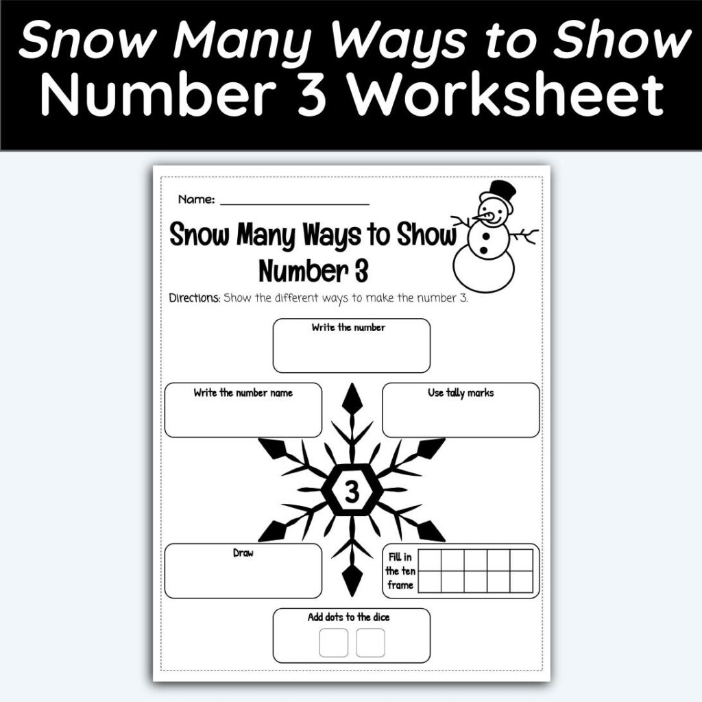 Number 3 Snow Many Ways to Show a Number Worksheet
