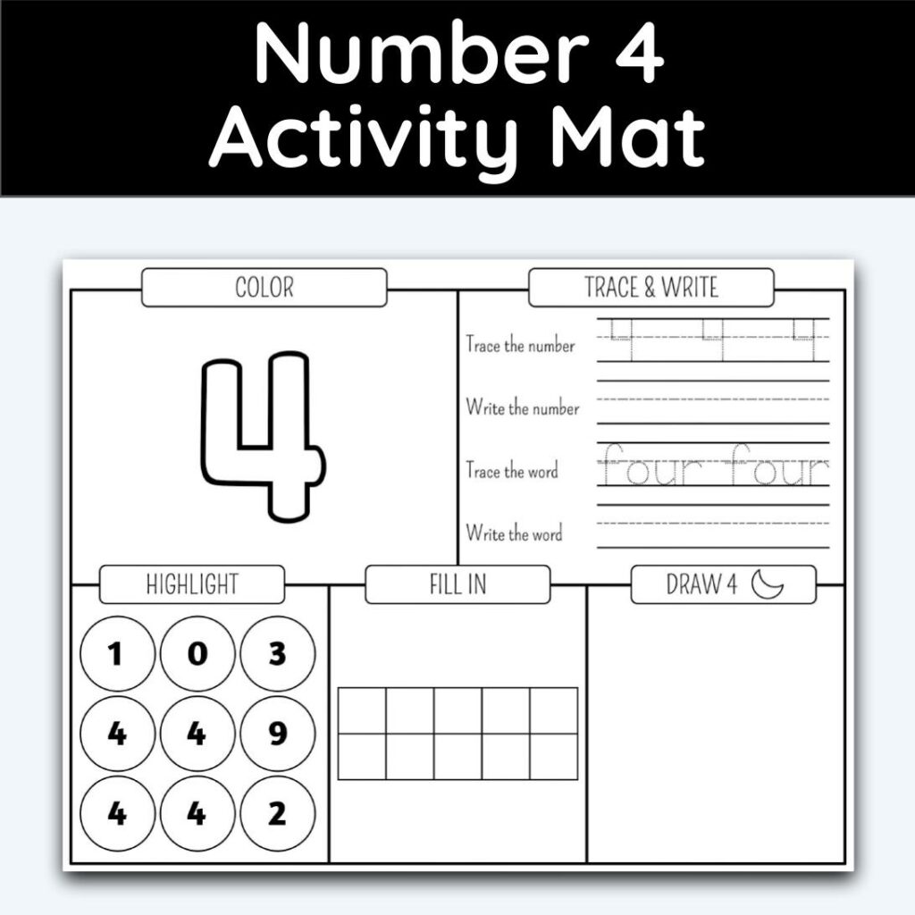 Number 4 Activity Mat
