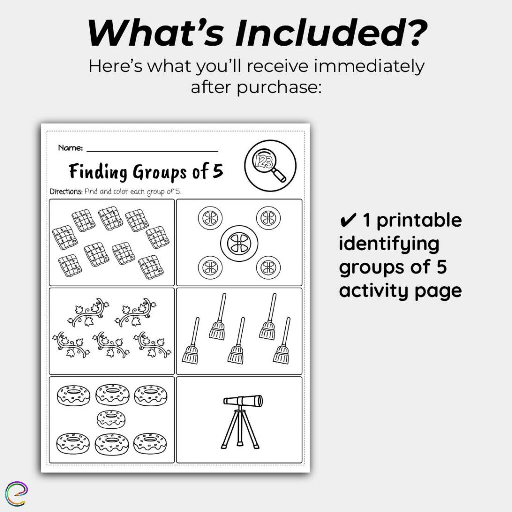 Number 5 Count and Color Groups Worksheet