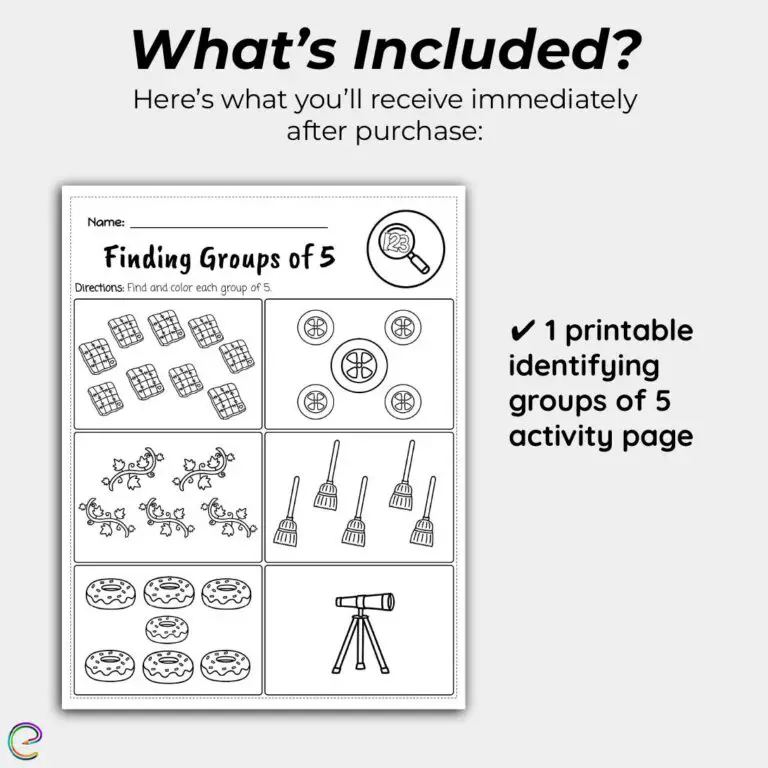 Number 5 Count and Color Groups Worksheet