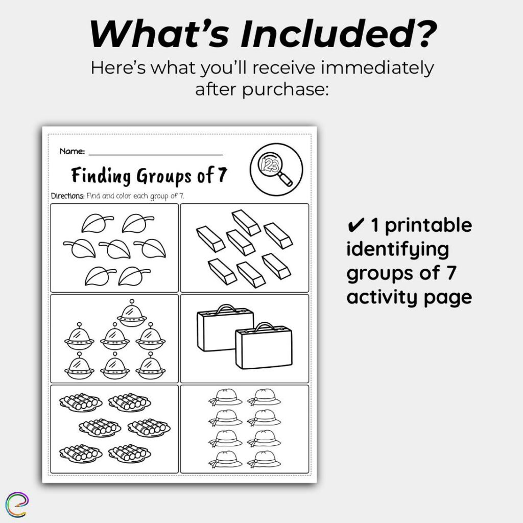 Number 7 Count and Color Groups Worksheet