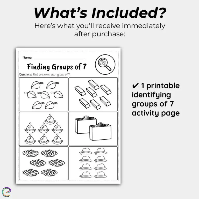 Number 7 Count and Color Groups Worksheet