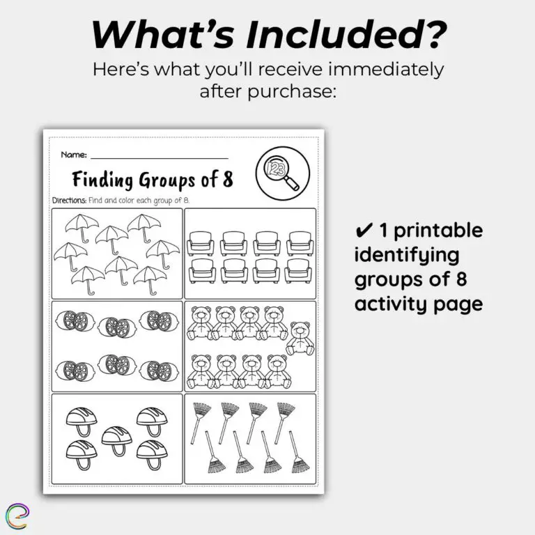 Number 8 Count and Color Groups Worksheet