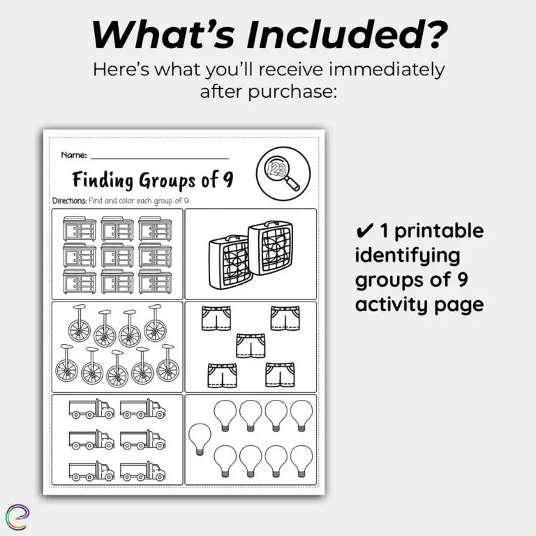 Number 9 Count and Color Groups Worksheet