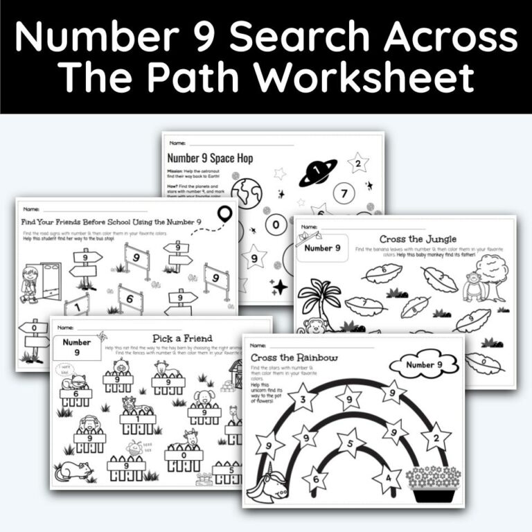 Number 9 Search Across The Path Worksheet