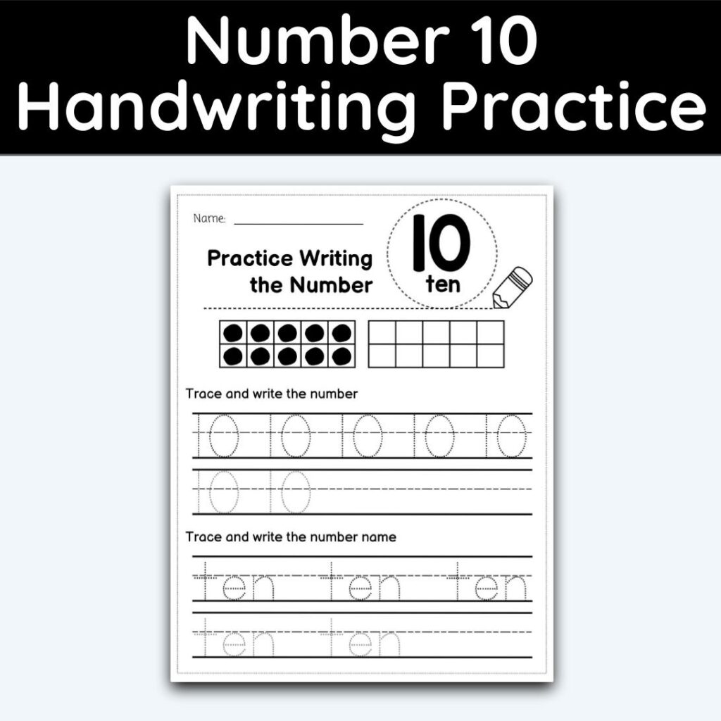 Number 10 Tracing - Number Handwriting Practice