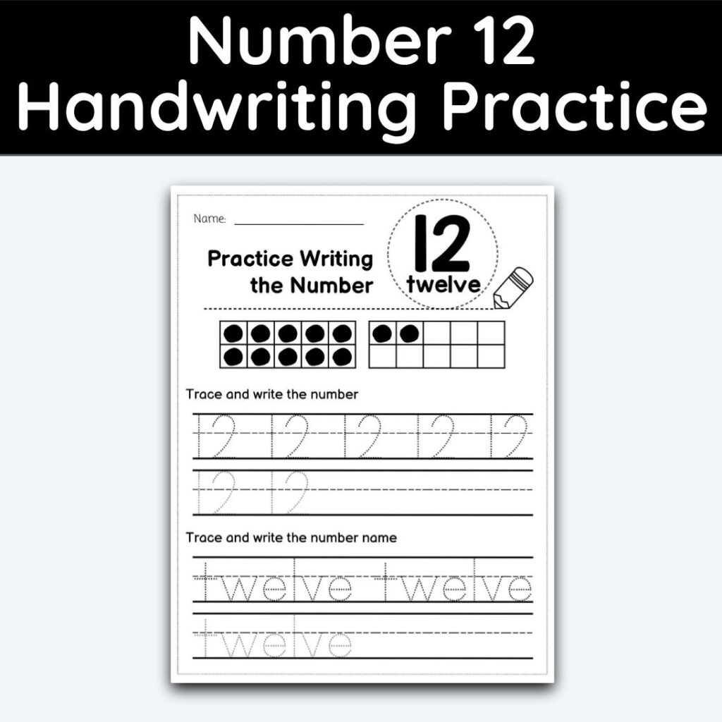 Number 12 Tracing - Number Handwriting Practice