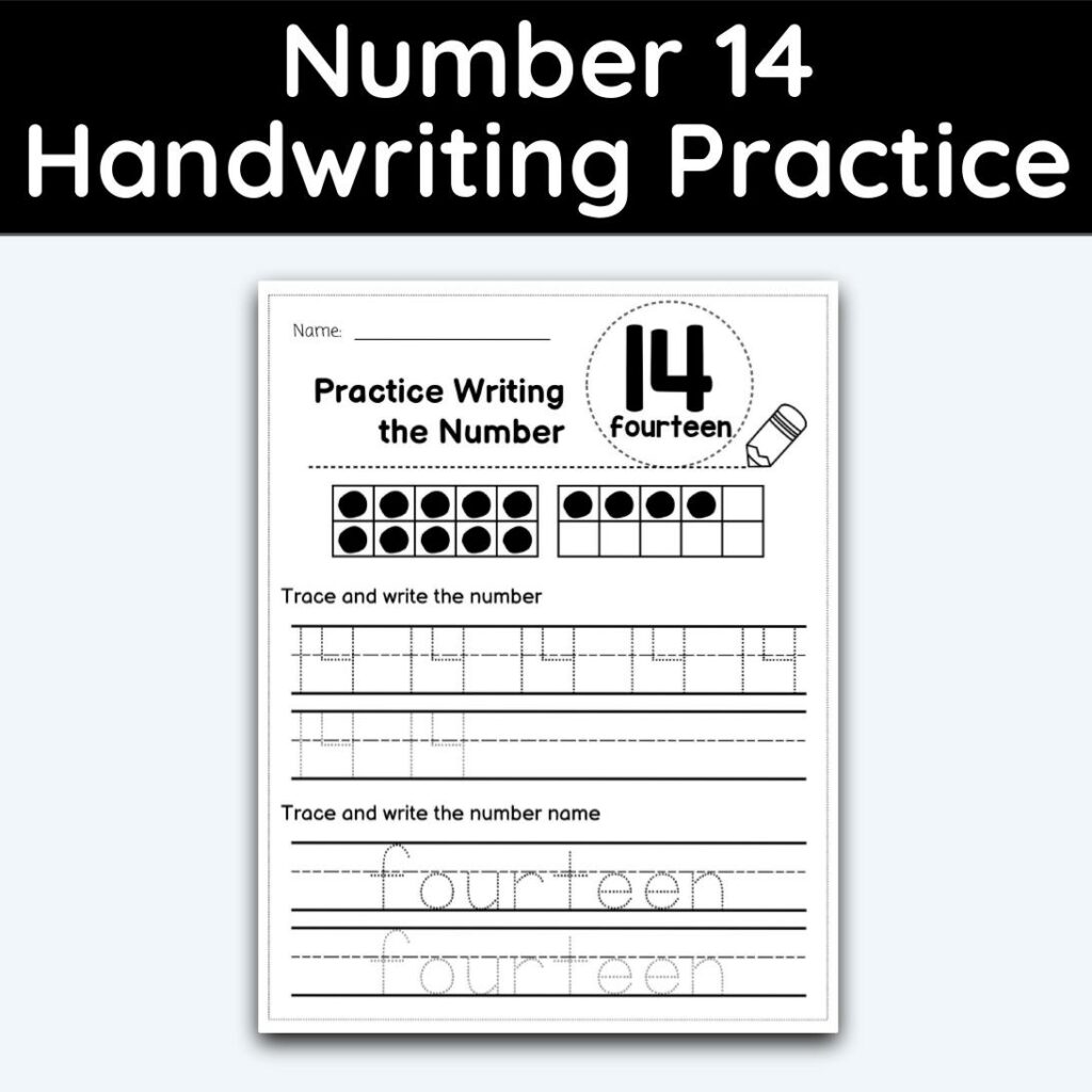 Number 14 Tracing - Number Handwriting Practice