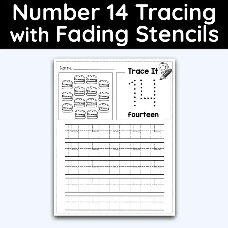 Number 14 Tracing Worksheets for Preschool [PDF Printables]