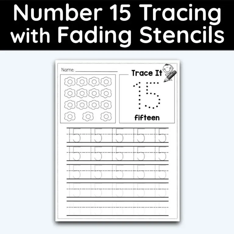 Number 15 Tracing - Number Tracing Worksheet With Fading Stencils