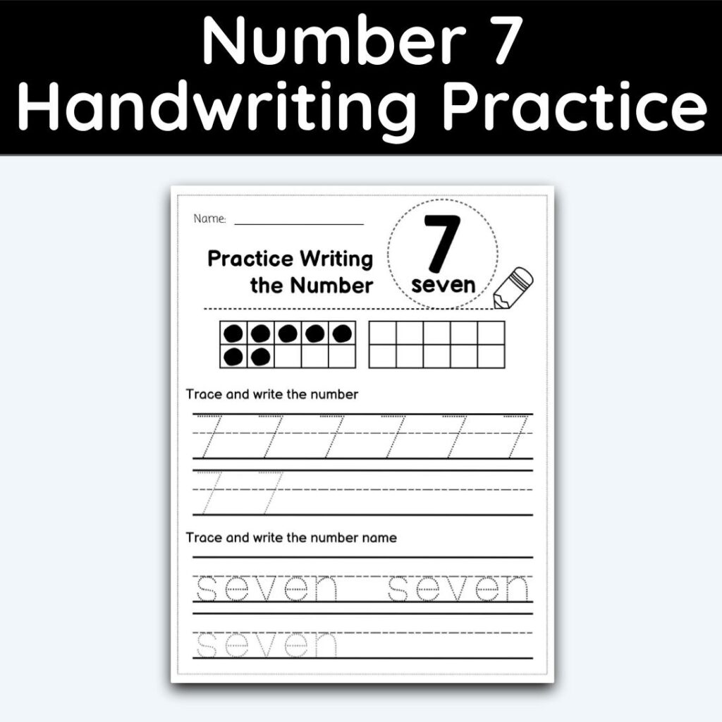 Number 7 Tracing - Number Handwriting Practice