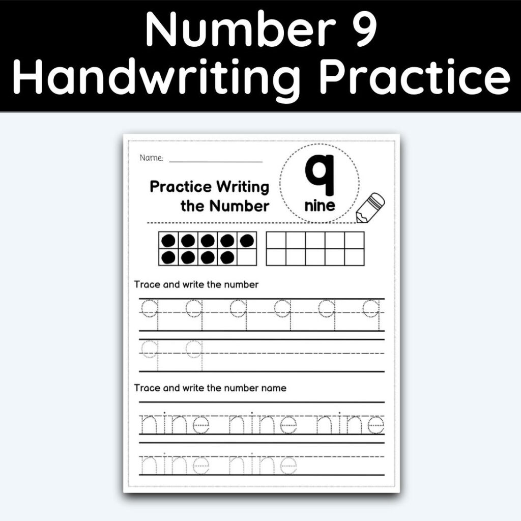 Number 9 Tracing - Number Handwriting Practice