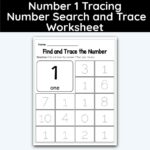 Number 1 Tracing - Number Search and Trace Worksheet