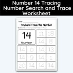 Number 14 Tracing - Number Search and Trace Worksheet