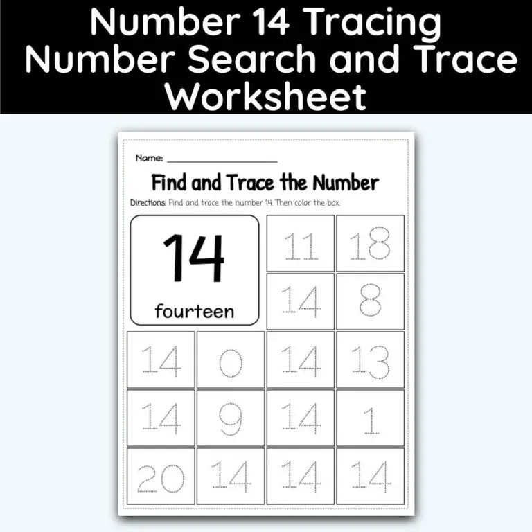 Number 14 Tracing Worksheets for Preschool [PDF Printables]