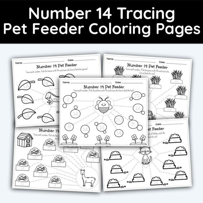 Number 14 Tracing Worksheets for Preschool [PDF Printables]