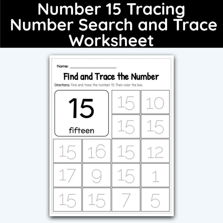 Number 15 Worksheets: Writing, Counting & Recognition for Preschool