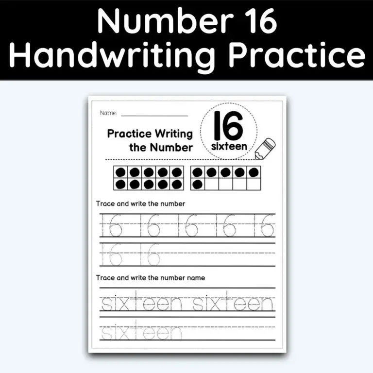 Number 16 Tracing - Number Handwriting Practice