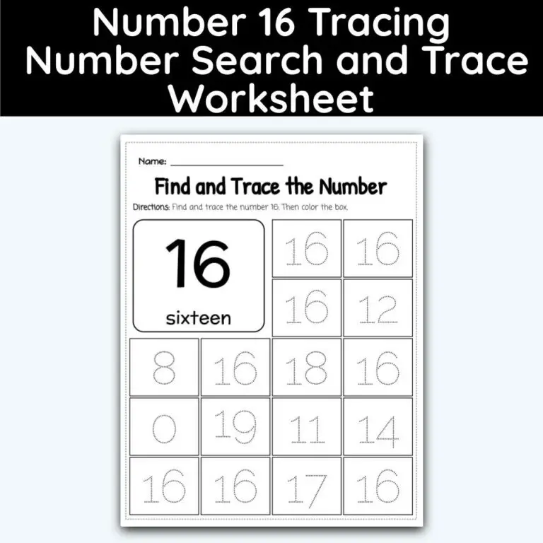 Number 16 Worksheets: Writing, Counting & Recognition for Preschool