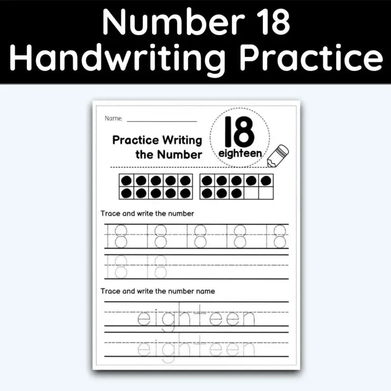 Number 18 Tracing - Number Handwriting Practice