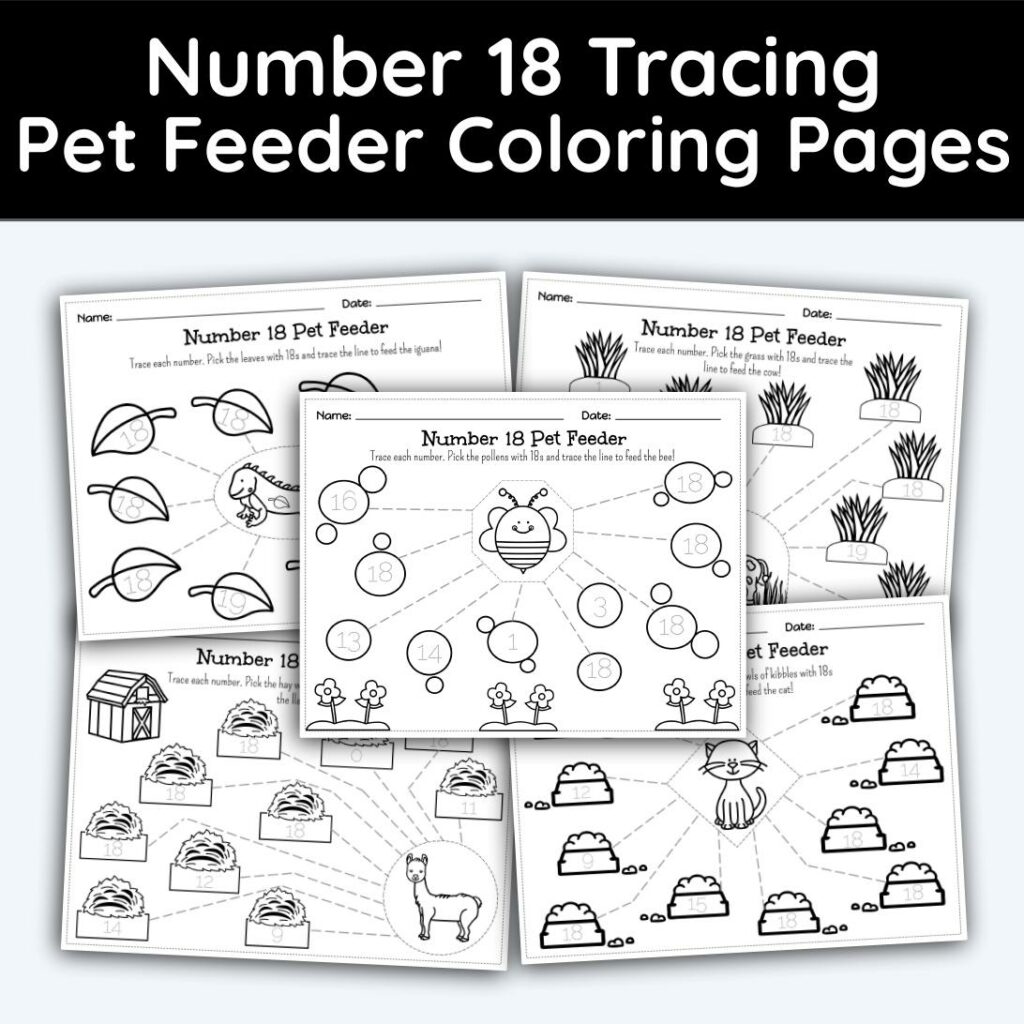 Number 18 Worksheets: Writing, Counting & Recognition for Preschool