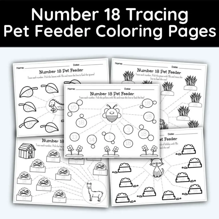 Number 18 Worksheets: Writing, Counting & Recognition for Preschool