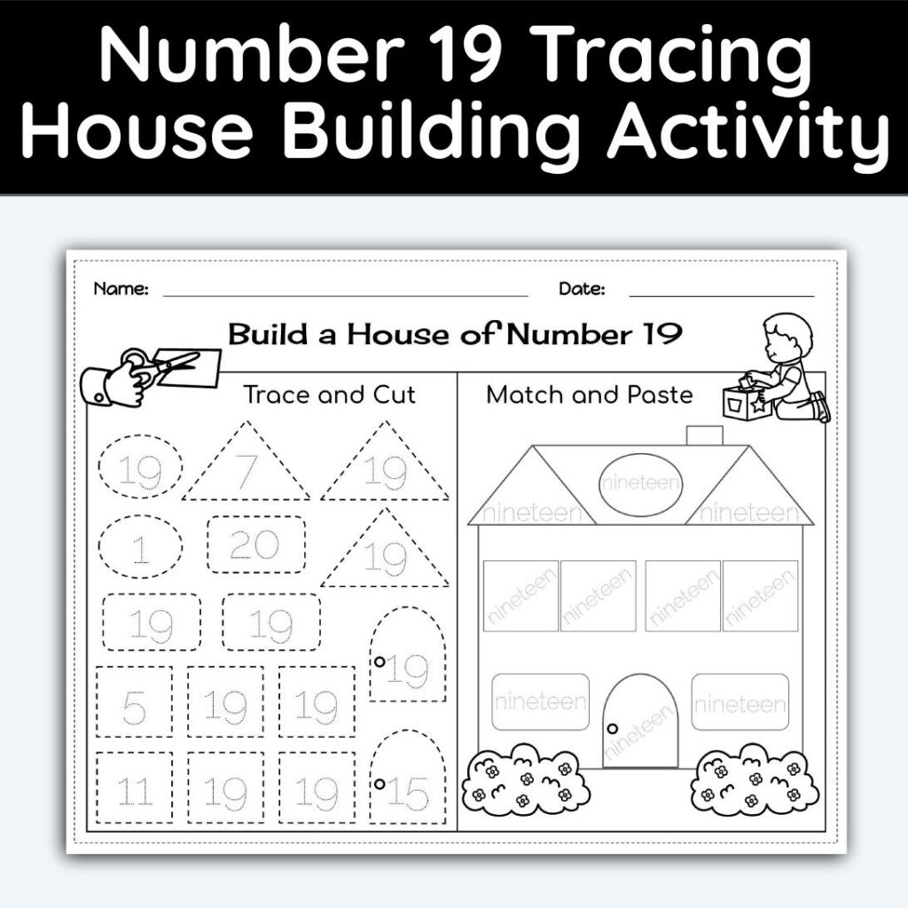 Number 19 Tracing - House Building Worksheet Number 19 Tracing - House Building Worksheet