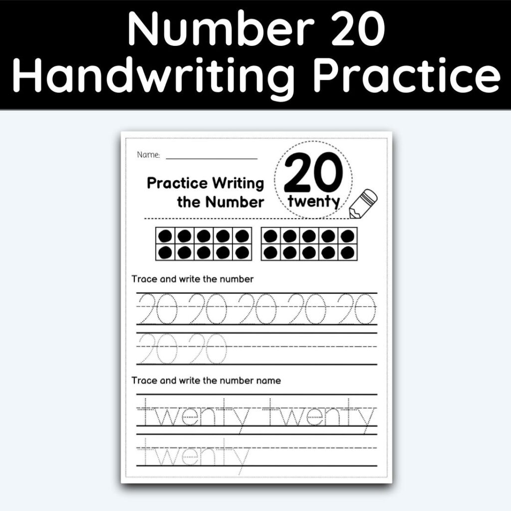 Number 20 Tracing - Number Handwriting Practice