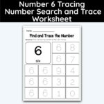 Number 6 Tracing - Number Search and Trace Worksheet