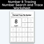 Number 8 Tracing - Number Search and Trace Worksheet