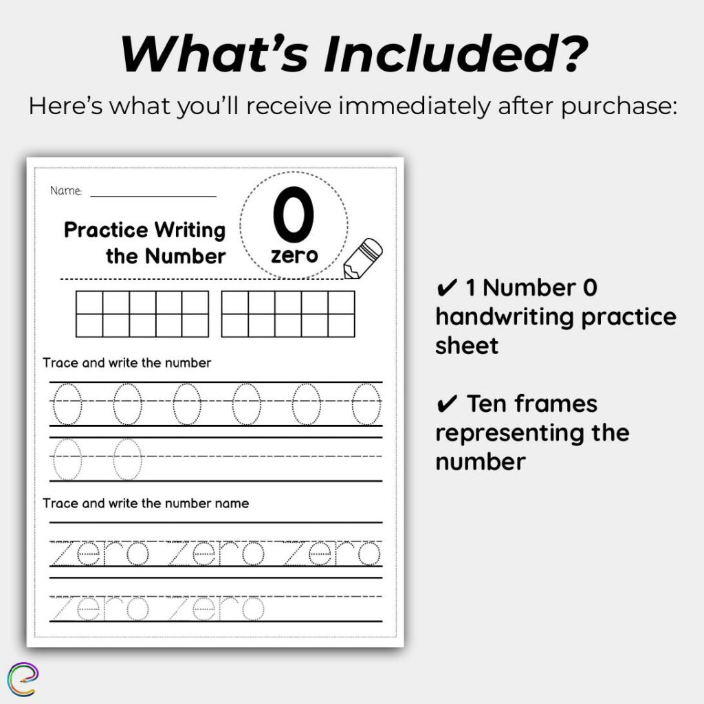 Number 0 Tracing - Number Handwriting Practice