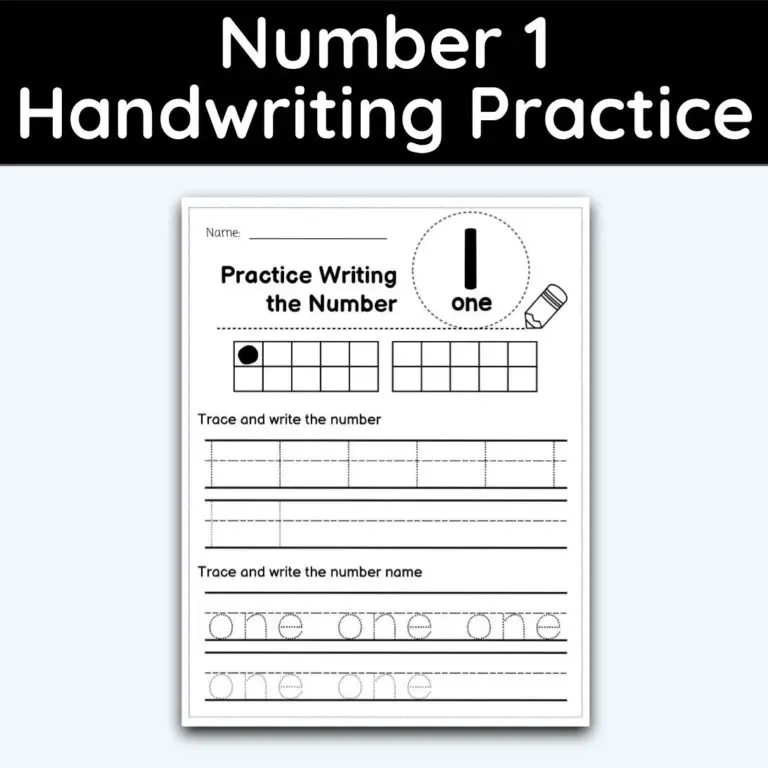 Number 1 Tracing - Number Handwriting Practice