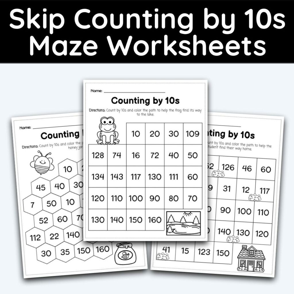 Number 10 Skip Counting Maze Worksheet