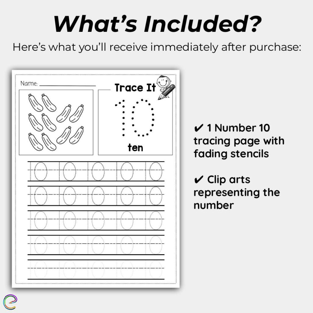 Number 10 Tracing - Number Tracing Worksheet With Fading Stencils